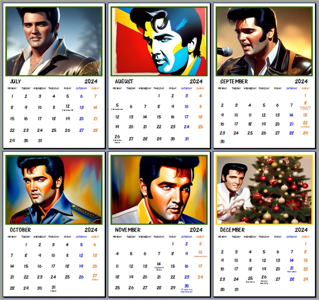 A4 SIZE POP Art Elvis Calendar 2024 Presley Wall Calendars Music Rock ...