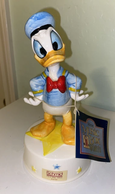 DISNEY DONALD DUCK Music Box Schmid It's a Small World Figure 1990's ...