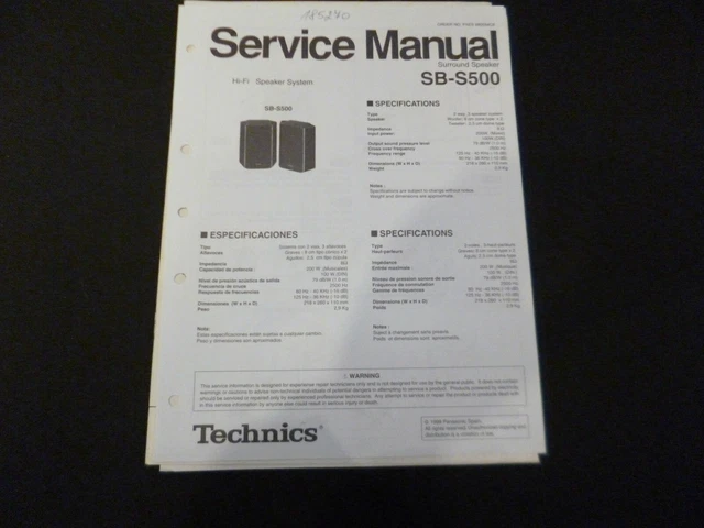 ORIGINAL SERVICE MANUAL Schaltplan Technics SB-CH900 EUR 12,50 - PicClick DE