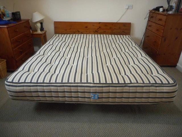 WARREN EVANS 6' 6" Emperor Super King Bed Mattress Brown Wood Headboard ...