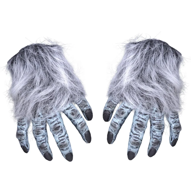 ADULTES GRIS POILU Main Gant Loup-Garou Monster Accessoire Déguisement ...