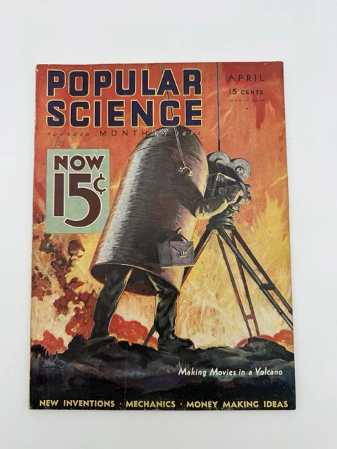 POPULAR SCIENCE APRIL 1933 Volcano Cover Astronomy Kodak Camera Science ...