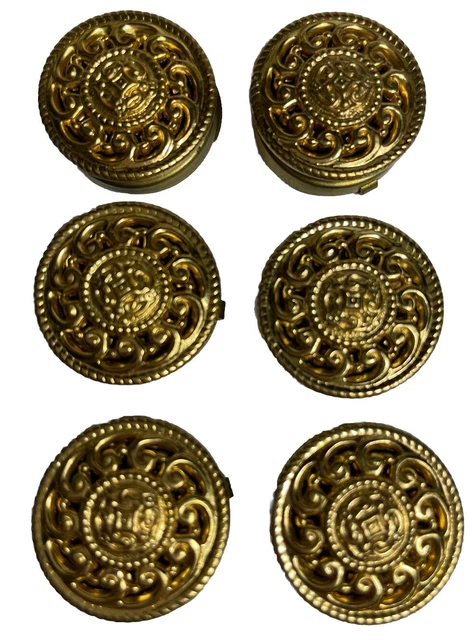 VINTAGE GOLD TONE Textured Metal Set Of 6 Button Covers £16.07 ...