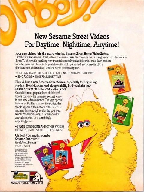 1987 RANDOM HOUSE Home Video Print Ad Big Bird Sesame Street Videos For ...