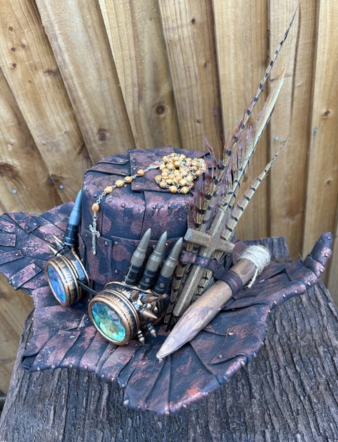 UNISEX FAUX METAL Effect VAMPIRE HUNTERS HAT 60cm Cross Stake Goggles ...