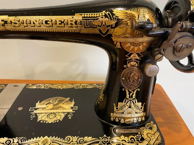 SUPERB ANTIQUE 1915 Singer Treadle Sewing Machine Head 127 Sphinx Sews ...