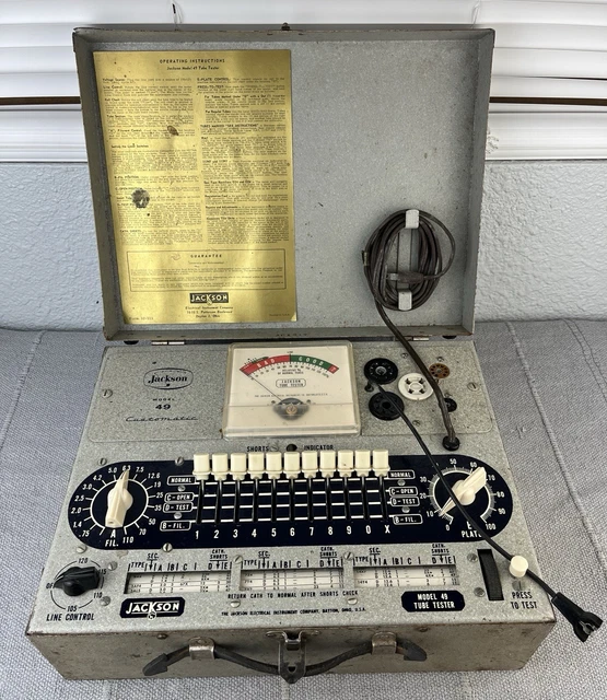 VINTAGE JACKSON MODEL 49 Customatic Vacuum Tube Tester Manual Powers On ...