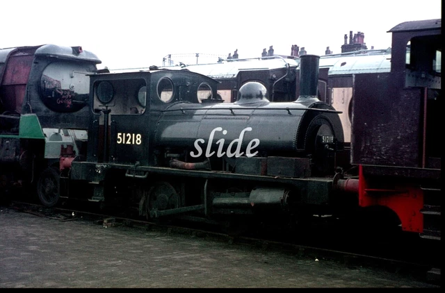 BRITISH RAILWAYS PUG L&Y Lms Steam Locomotive 51218 Haworth Orig Slide ...