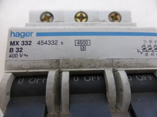 HAGER LOAD BREAK Switch Leitungsschutz-Schlater MX 332 454332 B 32 400 ...
