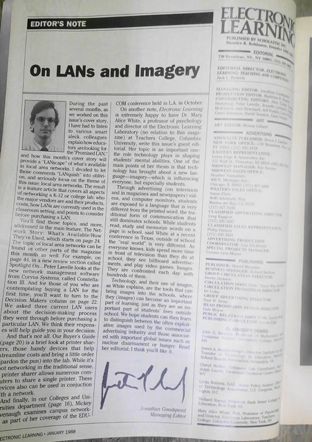 &ELECTRONIC LEARNING& MAGAZINE, January 1988. By Scholastic, Inc £20.98 ...