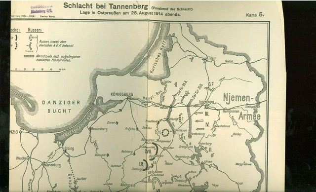 MAP BATTLE OF Tannenberg location in East Prussia on 25.8.1914 £11.81 ...
