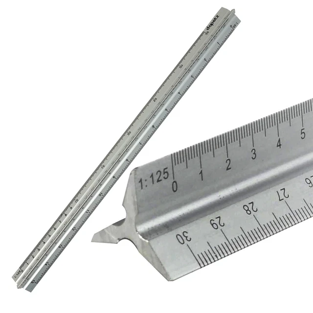 PRO 12& TRIANGULAR Aluminum Ruler Tri-Scale 300mm Metal Ruler Architect ...