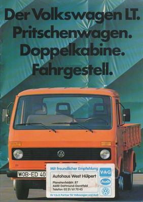 VW LT FLATBED double cabin chassis brochure 1985 1/85 brochure broszura ...