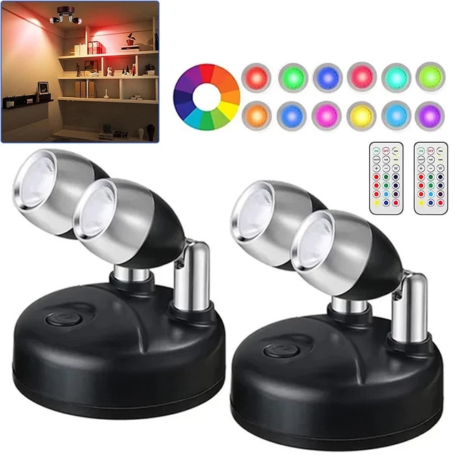 2X WIRELESS NIGHT Light Battery RGB Colour Changing Remote Indoor ...