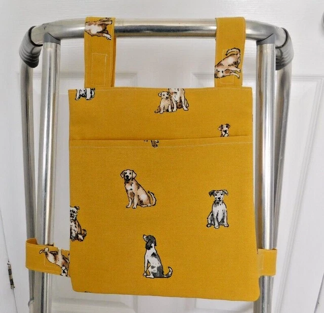 WALKING FRAME BAG Zimmer frame bag Walking frame caddy Easy fasten Dogs ...