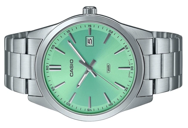 CASIO STANDARD ANALOG Mint Green Dial Dress Quartz Men's Watch MTP ...
