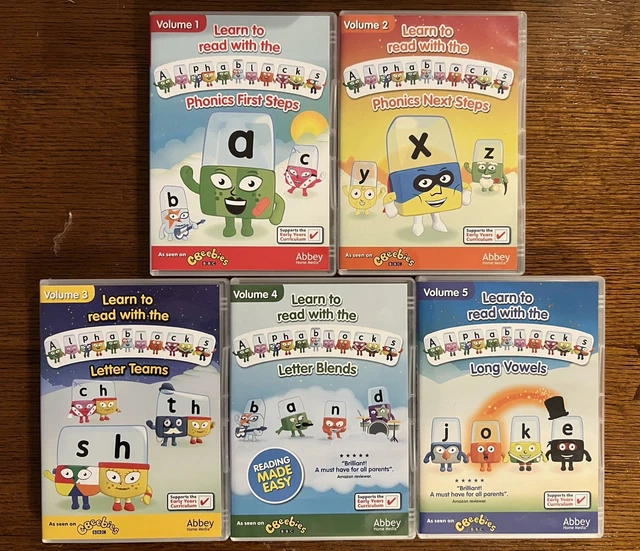 ALPHABLOCKS DVD VOLUME 1-5 Complete Collection Set Cbeebies Spelling ...