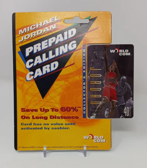 NEW MICHAEL JORDAN Prepaid Calling Phone Card Worldcom 1997 40 Minutes ...