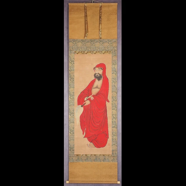 HANGING SCROLL, JAPANESE painting, statue of Daruma Daishi, Gocho work ...