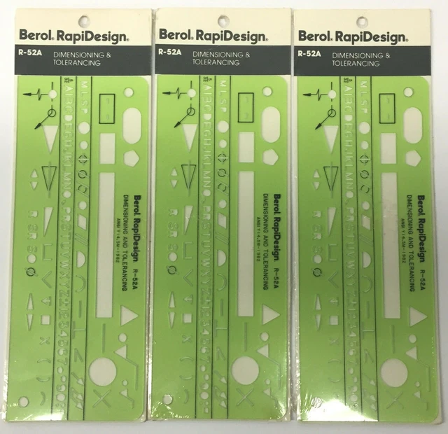 BEROL RAPIDESIGN R-52A Dimensioning and Tolerancing Template $20.00 ...