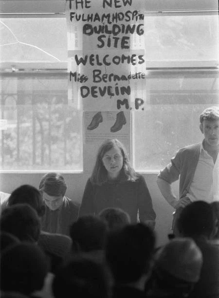 BERNADETTE DEVLIN MP for Northern Ireland talking to workers i- 1969 ...