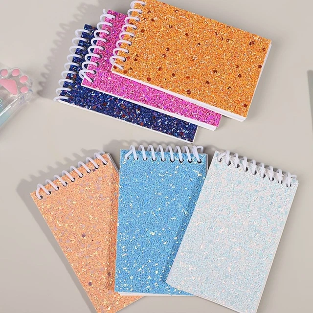 POCKET NOTEPADS WITH 20 Sheets Unlined Small Sketchpad Colorful Sequins ...