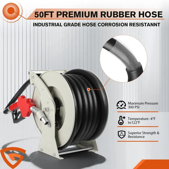 DIESEL CORD REEL Spring-Driven Extra Long w/Nozzle Reel Automatic ...