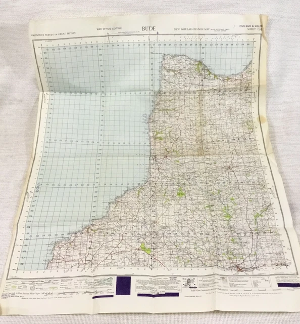 1947 VINTAGE MILITARY Map of Dude Hartland Holsworthy Cornwall MOD ...
