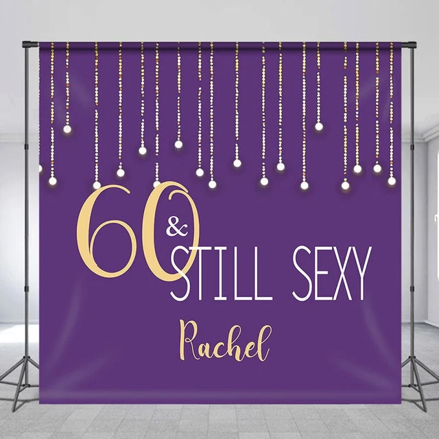 CUSTOM 60TH BIRTHDAY Purple Gold Photo Booth Backdrop $36.09 - PicClick AU