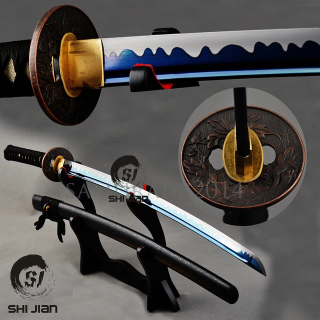 COOL BLUE BLADE Japanese samurai katana sword hand forged carbon steel ...
