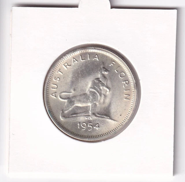 AUSTRALIA FLORIN: 1954 Commemorative Silver Coin In 2X2 Holder. $22.00 ...