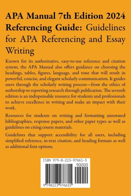 APA MANUAL 7TH Edition 2024 Referencing Guide $83.95 - PicClick AU APA MANUAL 7TH Edition 2024 Referencing Guide $83.95 - PicClick AU