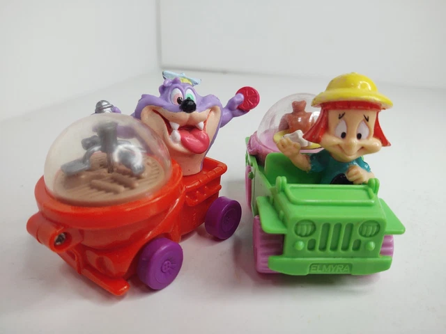 1992 TINY TOONS Adventures DIZZY DEVIL & ELMYRA DUFF Cars McDonalds Toy ...