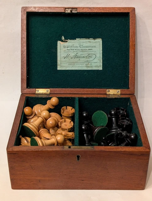 JAQUES STAUNTON CHESS Set 4" Small Club c1885, Original Box and Label £ ...