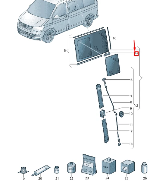 VW TRANSPORTER VI T6 Left Sliding Window Stop Buffer 7H0845235 NEW ...