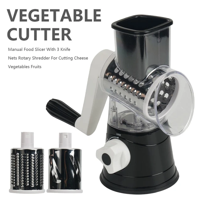 3IN1 MULTI-FUNCTION FOOD Vegetable Manual Rotary Drum Grater Chopper ...