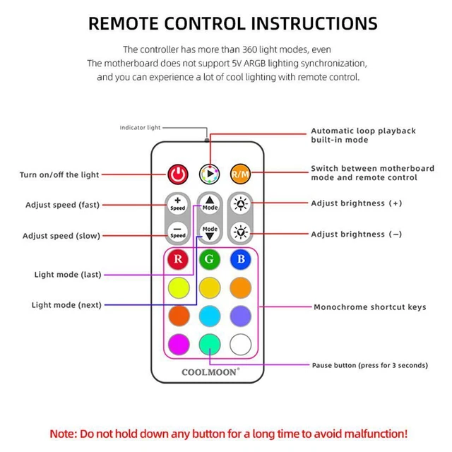 RGB CONTROLLER 4-PIN PWM 5V 3-Pin ARGB Fan Cooler PC Remote Control $12 ...