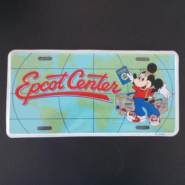 WALT DISNEY WORLD Epcot Center Mickey Mouse Metal License Plate Sealed ...
