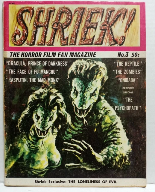 SHRIEK! HORROR Film Fan Magazine NO. 3 Summer 1966 ACME News Co. £15.52 ...