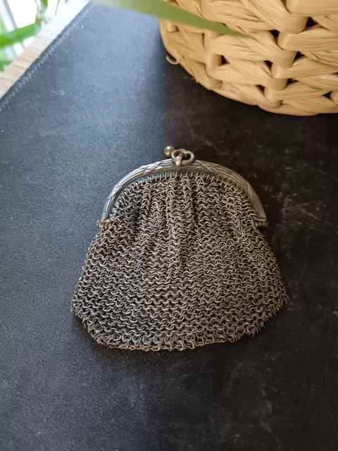 BOURSE ANCIENNE DOUBLE-FOND, minaudière en mailles EUR 60,00 - PicClick FR