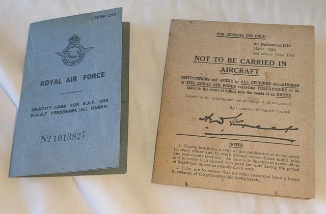 2 RAF CARDS ID World War II Vintage Retro 40s Prisoners of I Info ...