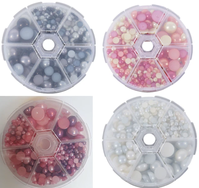 MIXED 50G FLAT back Pearl Half Round Half Pearls Sizes 3mm-12mm ...