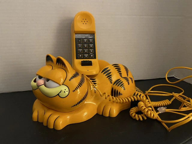 GARFIELD CAT PHONE Vtg TYCO 80s Landline Telephone 1981 - Eyes Open ...