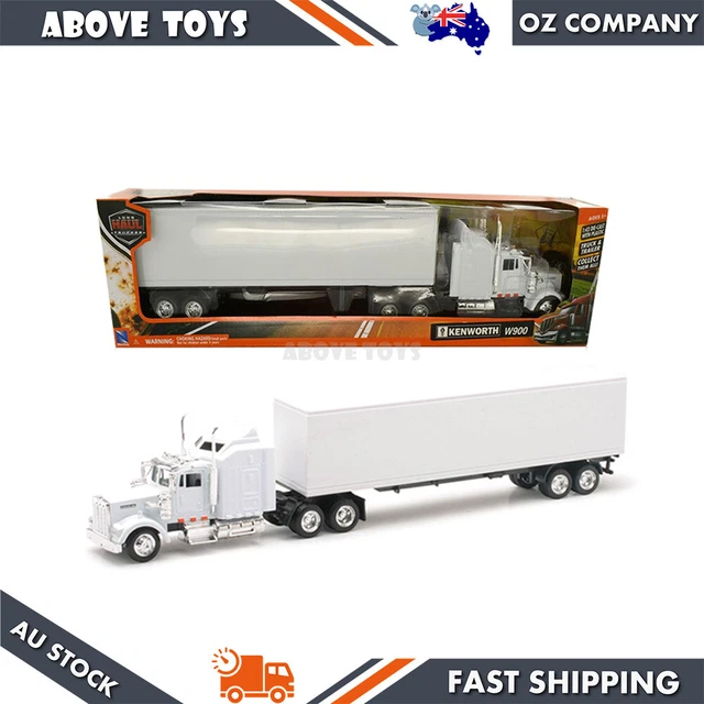 NEW RAY 1:43 Scale Kenworth W900 Cab & Trailer White Diecast Truck ...