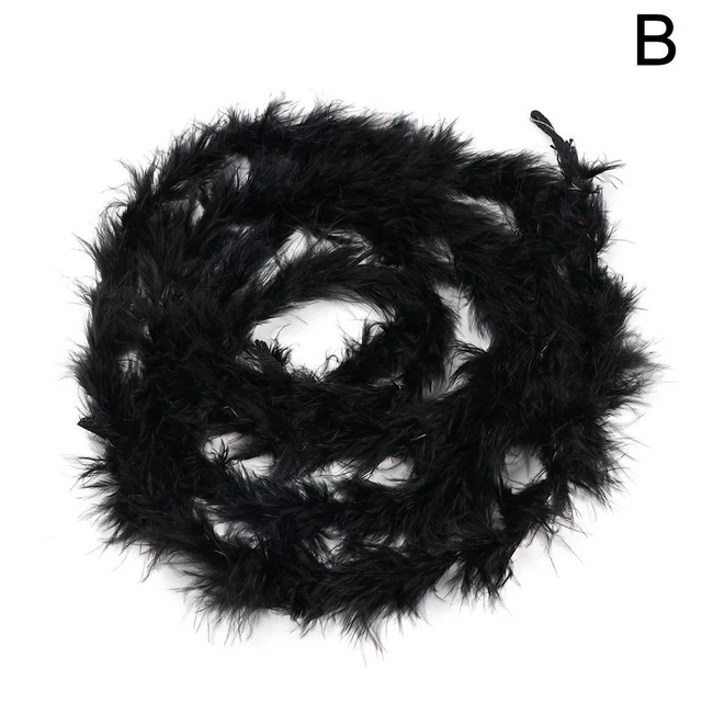 BLACK 2 METER Turkey Feather Strip Fluffy Boa Wedding Women New Party ...