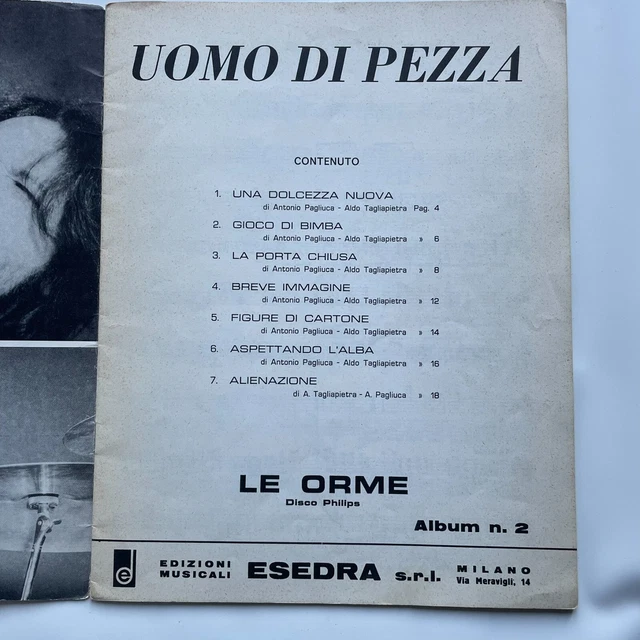 SPARTITO MUSICA DE LE ORME - UOMO DI PEZZA - 19pag. ED. MUSICALI ESEDRA srl EUR 25,00 - PicClick IT