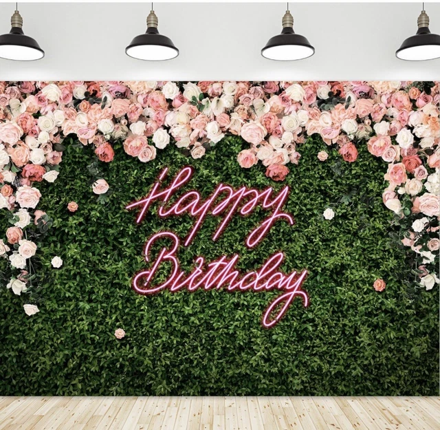 FLOWERS BACKDROP FLOWER Happy Birthday Party Photo Background Banner ...