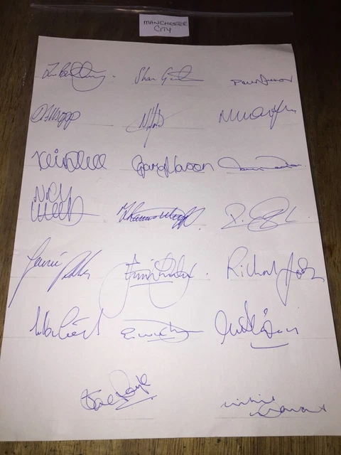 MANCHESTER CITY HAND signed Team Sheet (lot 24) £16.77 - PicClick UK