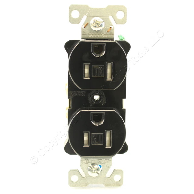 NEW COOPER BLACK Tamper Resistant Duplex Receptacle 15A 125V 2P3W B&S ...