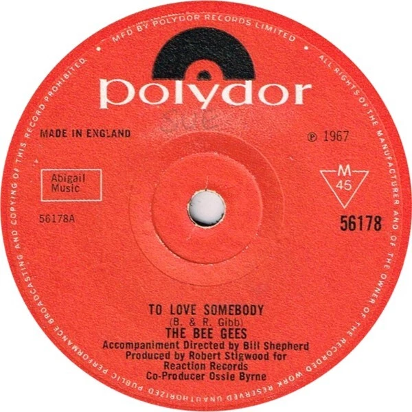 BEE GEES - To Love Somebody (7", Single, Mono, Sol) EUR 23,27 - PicClick FR